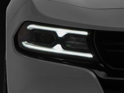 Charger Full LED Headlights with LED Light Bar; Black Housing; Clear ...