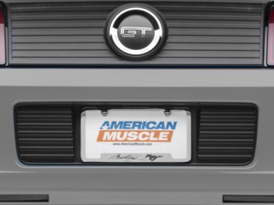Ford Mustang License Plate Frame; Black Pony with Black Mustang Script ...