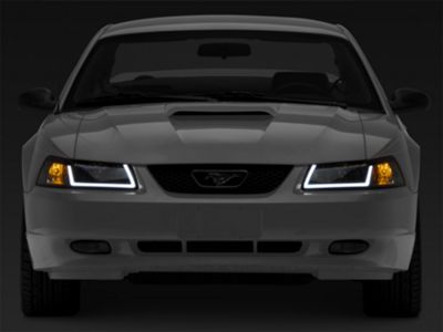 Mustang LED Bar Factory Style Headlights; Matte Black Housing; Clear ...