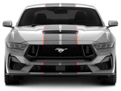 SEC10 Mustang Striped Full Length Stripes; Carbon Fiber/Red; 10-Inch ...