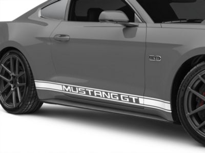 Mustang Rocker Stripes with Mustang GT Lettering; White (15-23 Mustang ...